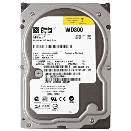 Жесткий диск Western Digital WD800LB 80Gb 7200 IDE 3.5" HDD