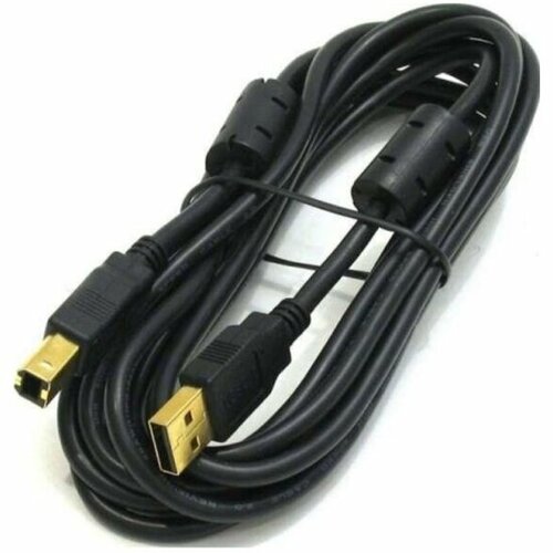 Интерфейсный кабель Bion USB 2.0 AM/BM, позолоченные контакты, ферритовые кольца, 3м, черный (BXP-CCF-USB2-AMBM-030)