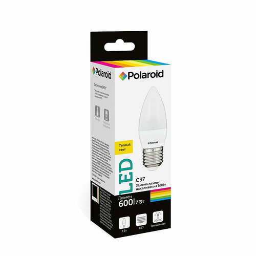 Светодиодная лампа Polaroid 220V C37 7W 3000K E27 600lm