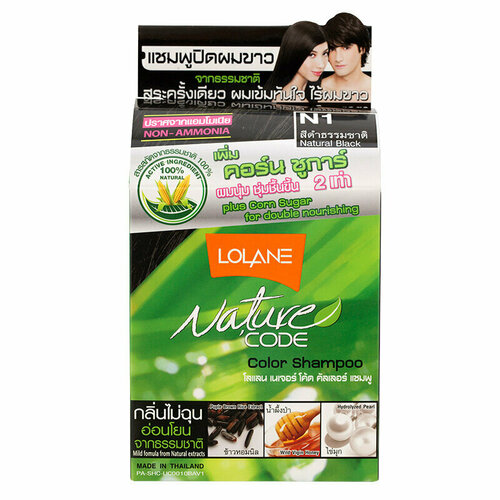 Оттеночный без аммиачный шампунь Lolane Nature "Code" с жемчугом №1 Natural Dark (чёрный).