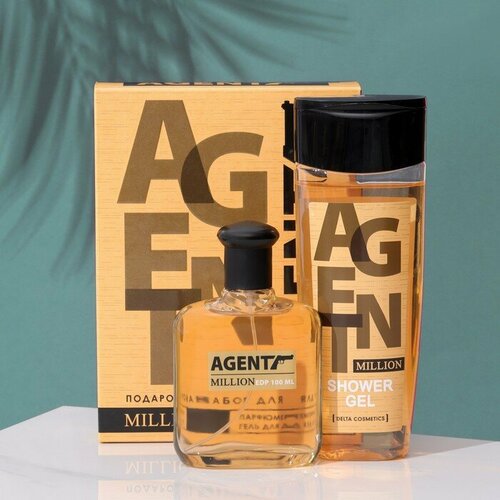 Delta Cosmetics Подарочный набор для мужчин Agent Million: гель для душа, 250 мл+ парфюмерная вода, 100 мл (по мотивам 1 Million (P.Rabanne)