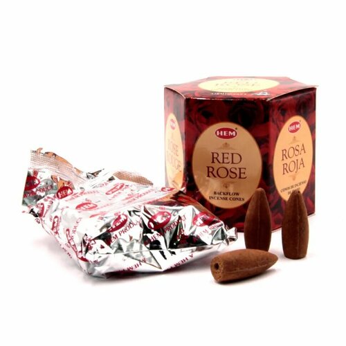 Благовония HEM Back Flow RED ROSE (Красная Роза), 40 конусов