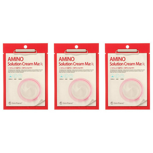 Mijin Маска тканевая для лица с аминокислотами Skin Planet AMINO Solution CREAM MASK 30г 3шт/