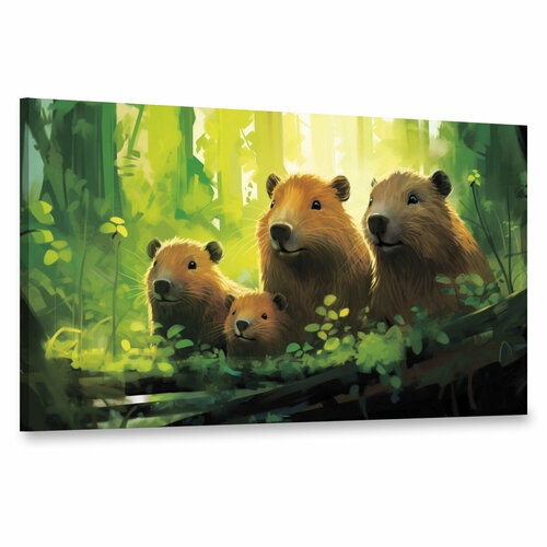 Интерьерная картина 100х60 "Капибара в лесной гармонии"