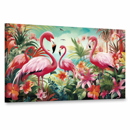 Интерьерная картина 100х60 "Феерия цветов фламинго"