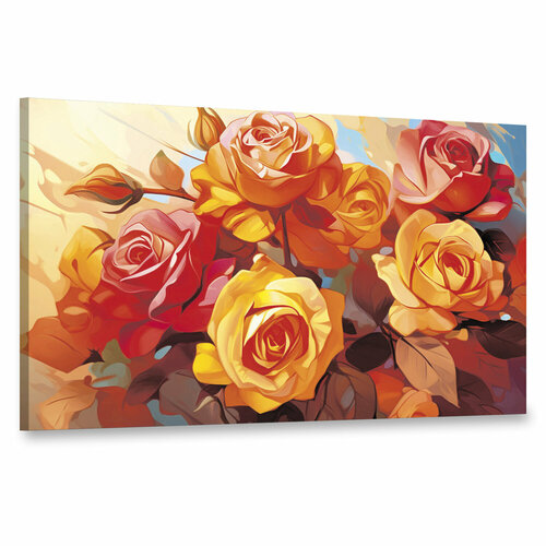 Интерьерная картина 100х60 "Розы в лучах любимого солнца"