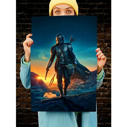 Постер интерьерный Мандалорец, 70х46 см. Матовый яркий. Звездные Войны