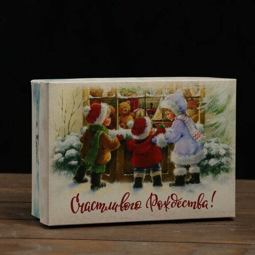 Коробка складная, крышка-дно "Счастливого Рождества" 24 х 17 х 8 см(5 шт.)