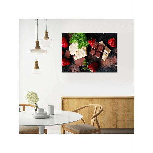 Картина на холсте с подрамником Шоколад и клубника 40х60