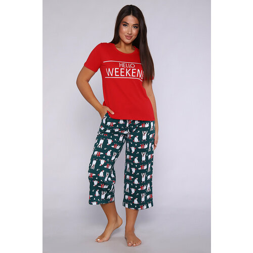 Пижама  Натали, размер 54, красный, зеленый