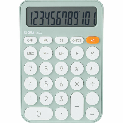 Калькулятор настольный комп. Deli EM124, 12-р, батар, 158х105мм, зеленый