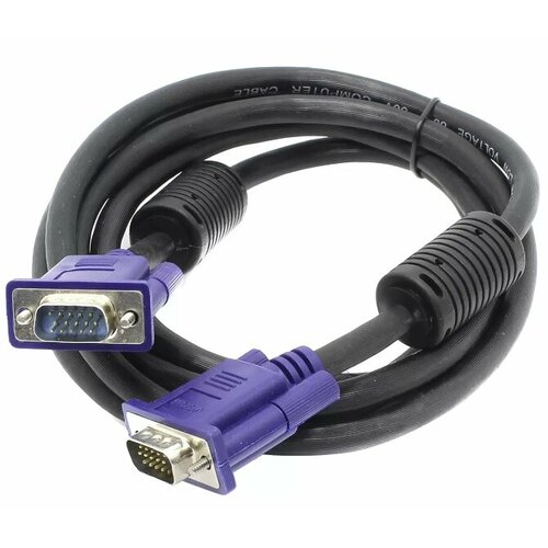 Кабель Удлинительный VGA(m) - VGA(f) 1.8м VCOM, 2 фильтра, черный