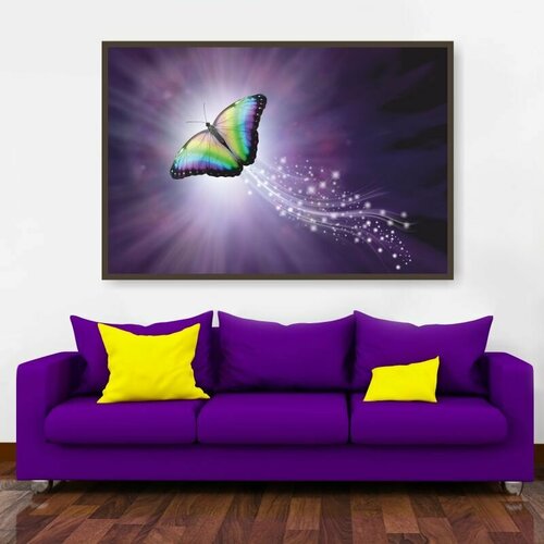 Постер для интерьера Волшебная Разноцветная Бабочка 70х50 см в тубусе ПолиЦентр