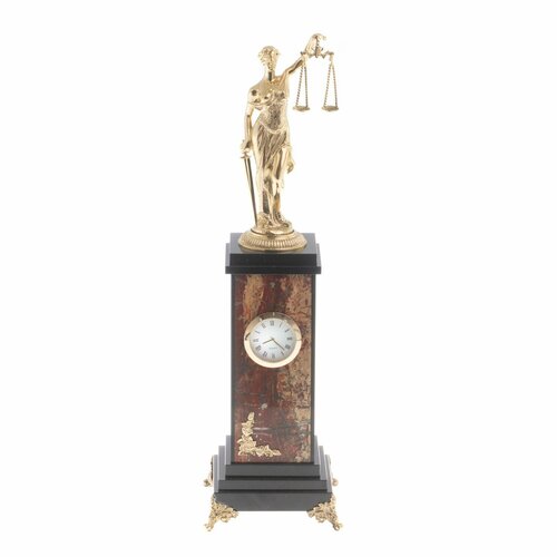 Декоративные часы "Фемида" из яшмы и бронзы - дорогой подарок судье 116690