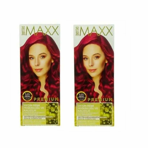 Maxx deluxe Набор для окрашивания волос PREMIUM HAIR DYE KIT, 5.65 Клубнично-красный, 2 уп