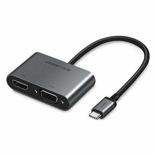 Адаптер UGREEN CM162 (50505) USB-C to HDMI + VGA +USB 3.0 Adapter With PD серый космос