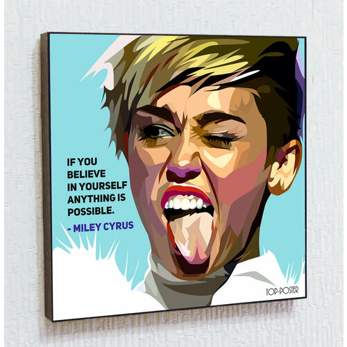 Картина постер Майли Сайрус в стиле ПОП-АРТ в рамке с креплением / Top Poster