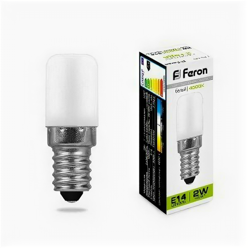 Светодиодная LED лампа Feron лампа для холодильников E14 2W(160lm) 4000K 4K матовая 51x18, LB-10 25897 (упаковка 18 штук)