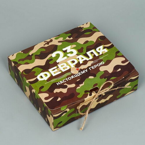 Коробка подарочная складная, упаковка, "23 февраля", 20 x 18 x 5 см