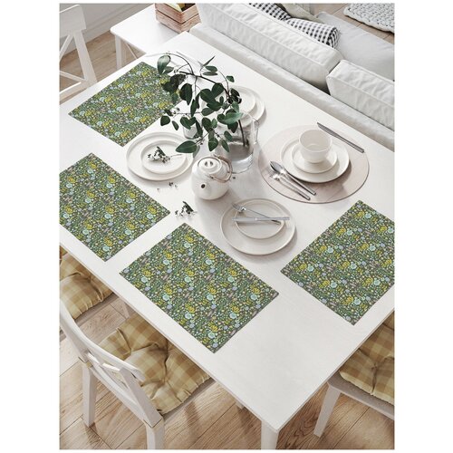 Салфетки на стол для сервировки прямоугольные, плейсмат JoyArty "Пастельные цвета весенней красоты", 32x46 см, в комплекте 4шт.