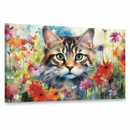Интерьерная картина 100х60 "Кот и его мягкие лапки"