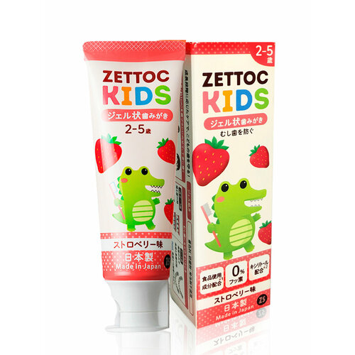 NIPPON ZETTOC Японская зубная паста детская без фтора ZETTOC KIDS 2-5 лет (клубника), 70 гр