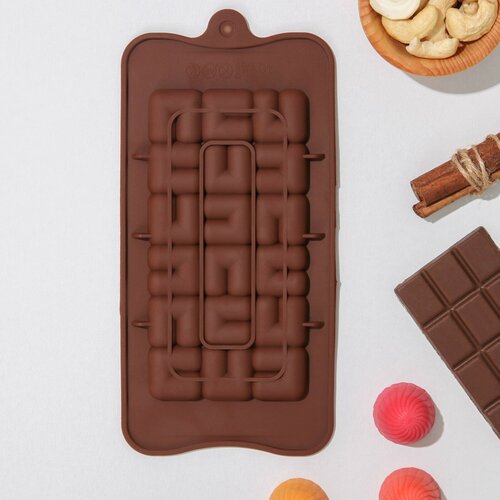 Форма для шоколада «Лабиринт», 22×11×1 см, 18 ячеек, цвет коричневый