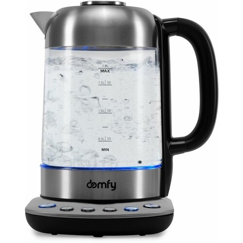 Чайник электрический DOMFY DSM-EK702, 2200Вт, черный и прозрачный