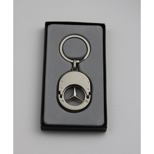 Бирка для ключей Komoloff, глянцевая фактура, Mercedes, серебряный