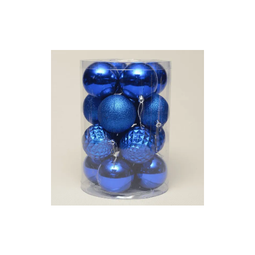 Набор шаров 10 см (16 шт, 3 вида), цвет синий