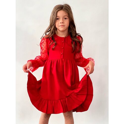 Платье Бушон, размер 98-104, красный