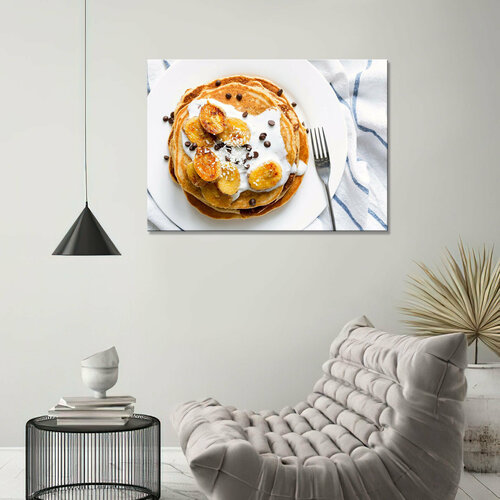 Картина/Картина на холсте для интерьера/Картина на стену/Картина для кухни/ - банановые блинчики 30х40