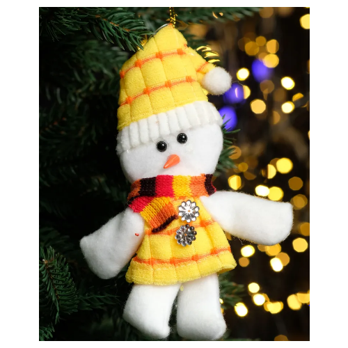 Рождественское украшение (Снеговик, 12 см.) Желтый