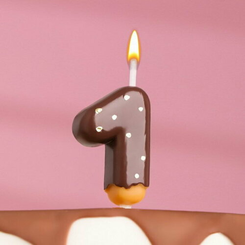 Свеча в торт "Шоколадная глазурь", цифра "1", 3.8 см