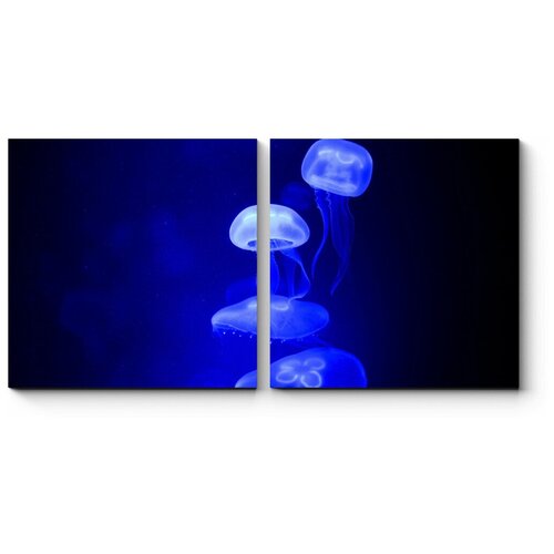 Модульная картина Медузы плывущие к свету 40x20