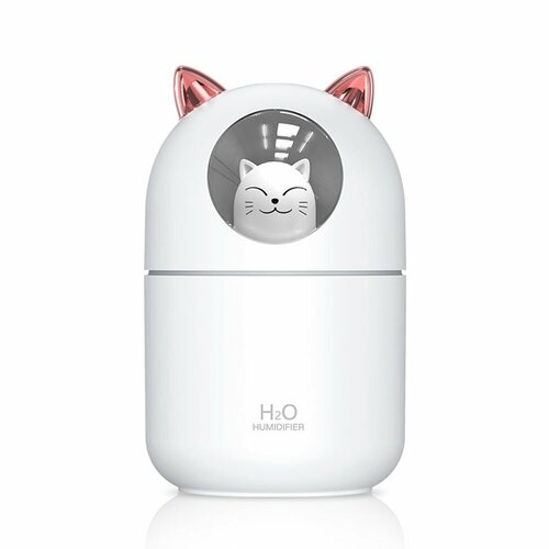 Увлажнитель воздуха мини Котик с подсветкой, ультразвуковой увлажнитель для дома, ночник светильник, белый