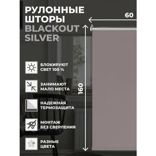 PRAKTO Штора рулонная Blackout Silver 60х160см серый 7792089