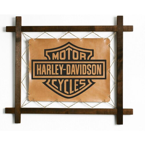 Картина "Харлей Дэвидсон ", подарок, натуральная кожа, BoomGift