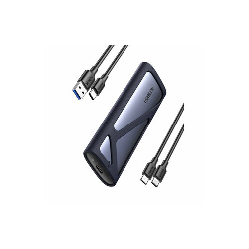 Внешний бокс для HDD UGREEN CM400 (90264) M.2 NVMe/M.2 SATA SSD Enclosure (10Gbps) с кабелем USB-C - USB-C и USB-C - USB-A. Цвет: серый