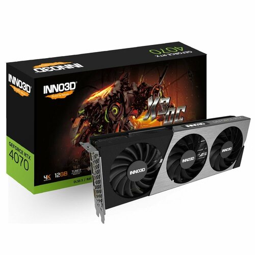 Видеокарта INNO3D RTX4070 X3 OC 12GB GDDR6X 192-bit DPx3 HDMI 3FAN RTL