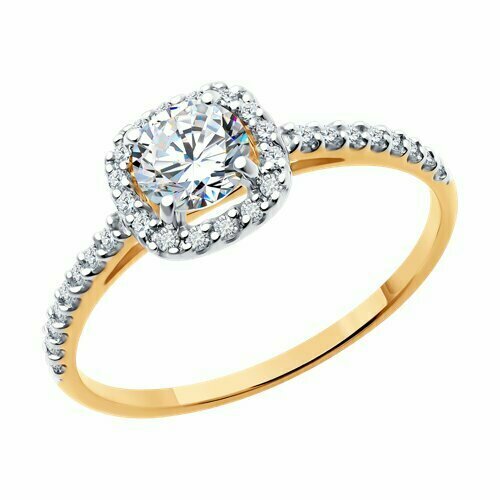 Кольцо Diamant online, золото, 585 проба, фианит, размер 17.5, бесцветный