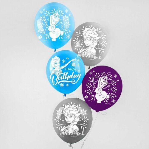 Воздушные шары "С Днем Рождения", Холодное сердце (набор 5 шт) 12 дюйм 5358307