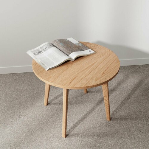 Журнальный стол круглый кофейный из шпона дуба 60х60х45 см