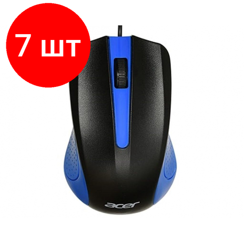 Комплект 7 штук, Мышь компьютерная Acer OMW011, черный/синий