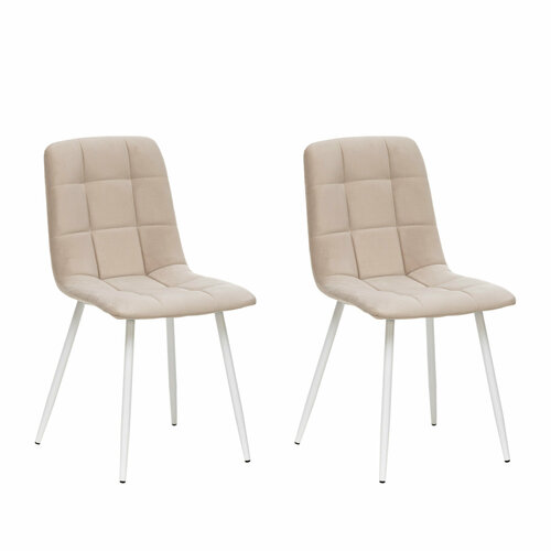 Комплект стульев Leset Скай, металл/велюр, металл, 2 шт., цвет: белый/песок