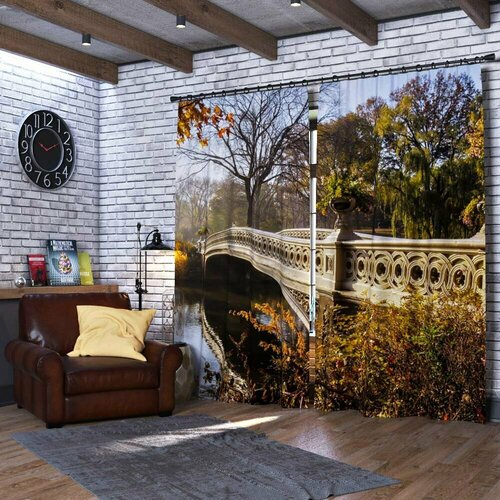 Фотошторы Чугунный мост в центральной парке. Нью-Йорк Ш150xВ170 см. 2шт. Блэкаут на тесьме