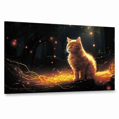 Интерьерная картина 100х60 "Кот и его загадочный след"