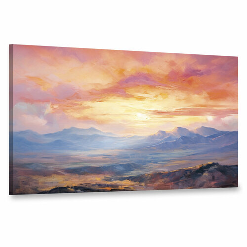Интерьерная картина 100х60 "Горы и август: пик красоты"