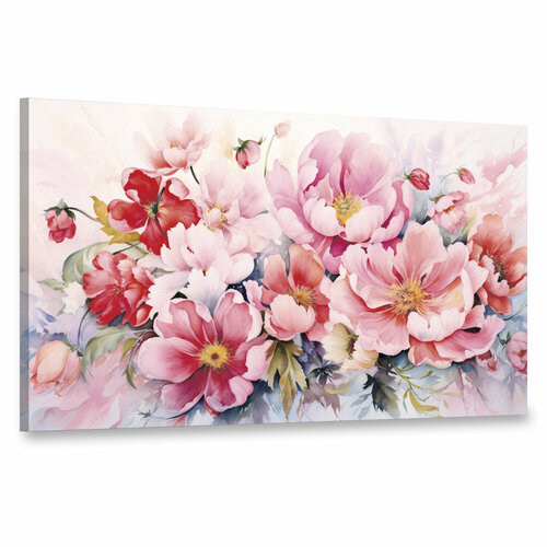 Интерьерная картина 100х60 "Пионы: симфония цветов"