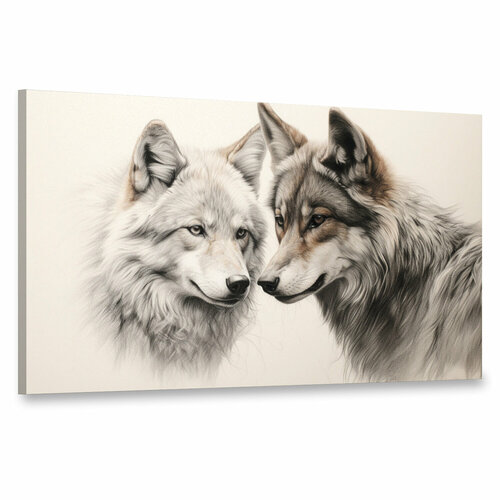 Интерьерная картина 100х60 "Лиса и волк"